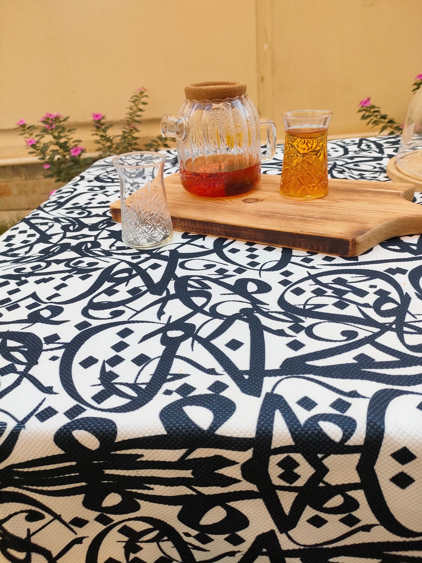 Tablecloth-Arabic Calligraphy B&W/ 250cm – SKDESIGNS HOME